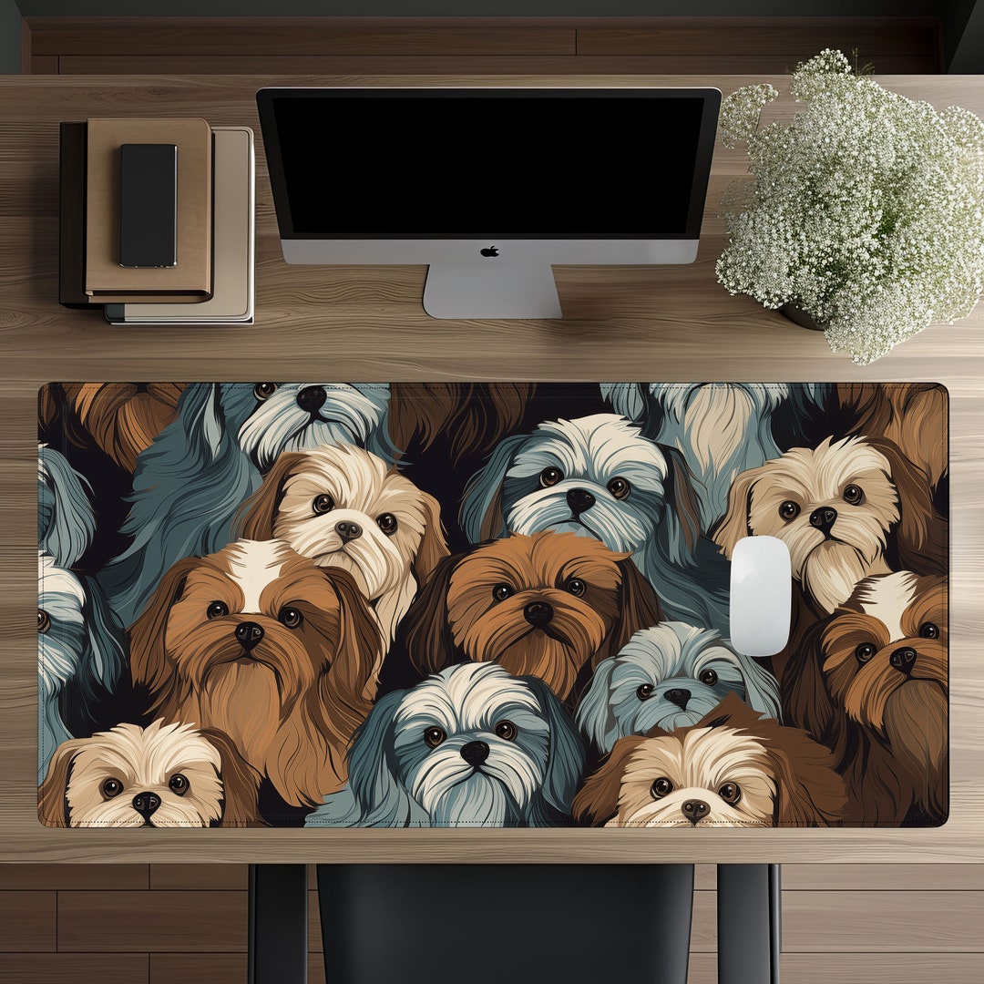 Shih Tzu Dog Desk Mat, Aesthetic Desk Decor, Desk Accessories, Office ...