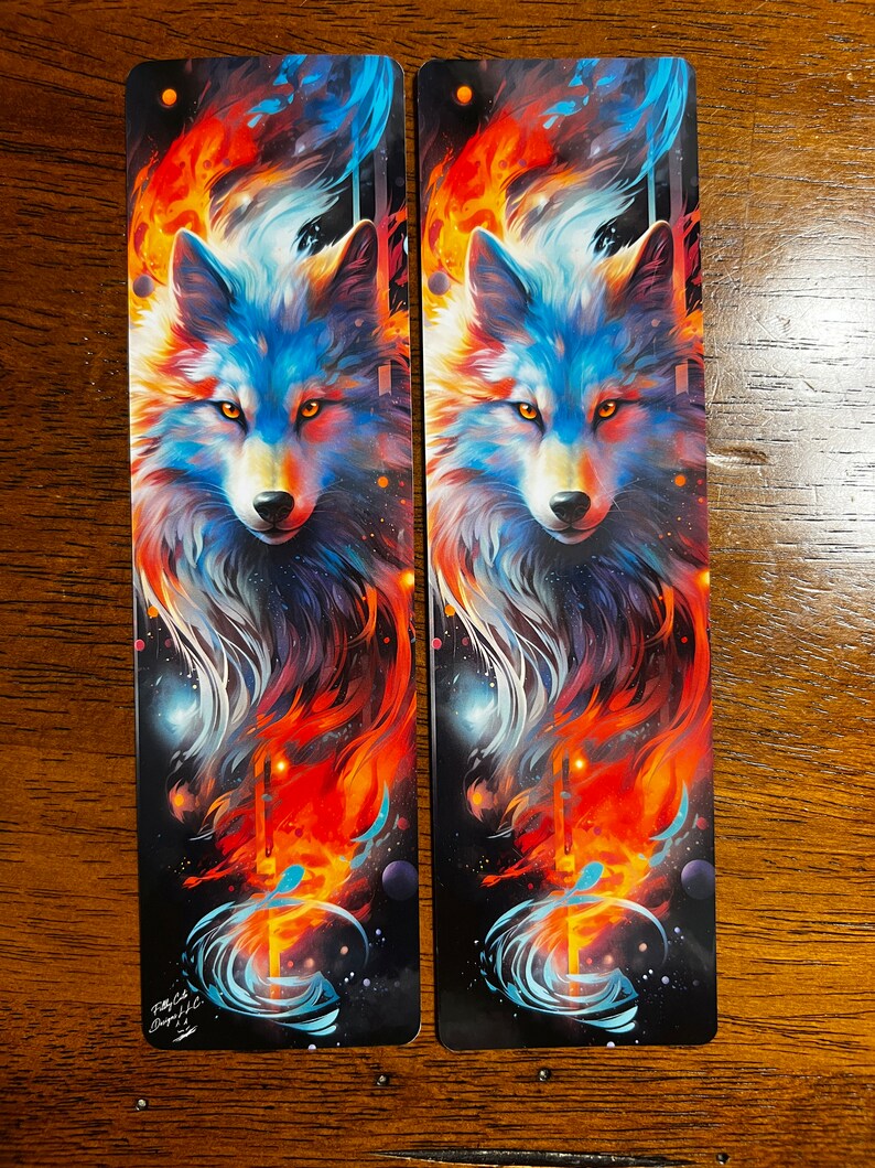 Handmade Double Sided Mystical Wolf Bookmark, Laminated - Etsy