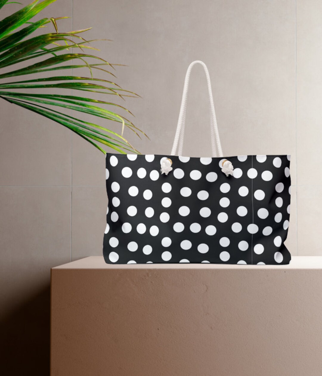 Black and White Polka Dot Weekender Bag, Oversized Weekender Bag With ...
