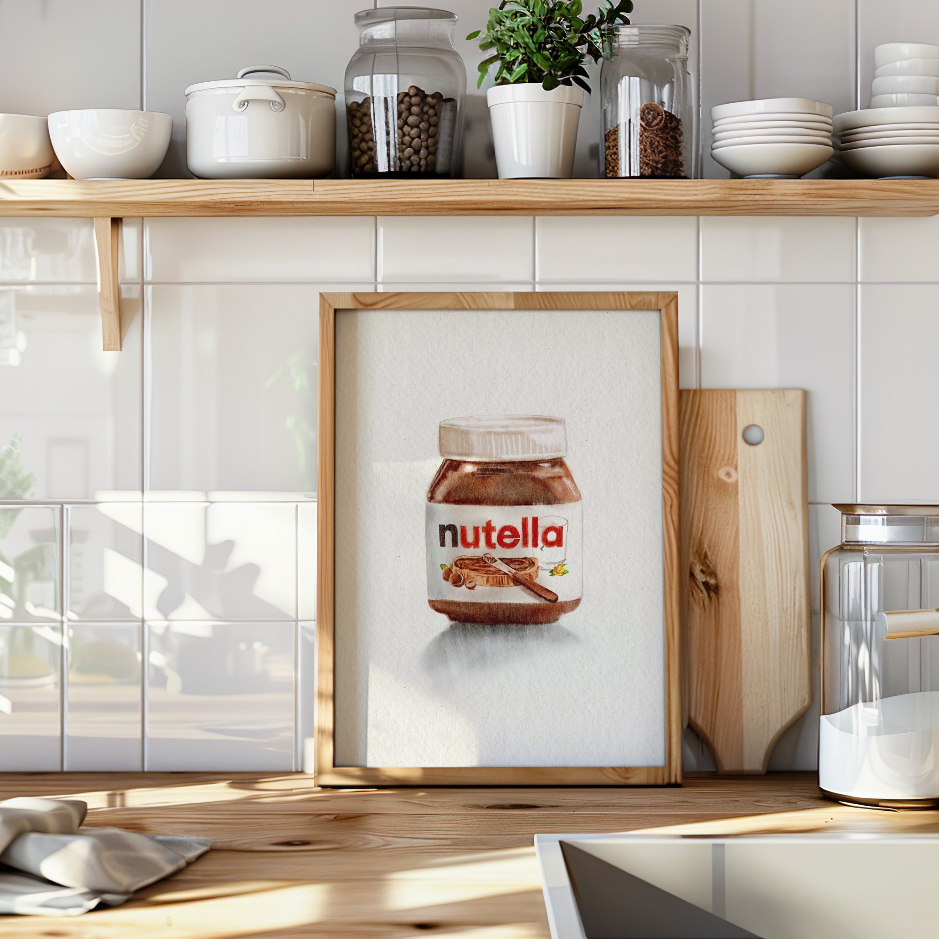 Nutella Art Prints, Chocolate Spread, Hand Drawn, Foodie Gift, Kitchen ...