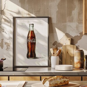 Vintage Coca-cola Bottle Art Print: Retro Kitchen Decor (digital ...
