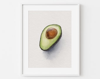 Kitchen Wall Art Print, Avocado Poster, Tropical Fruit Decor, Large ...