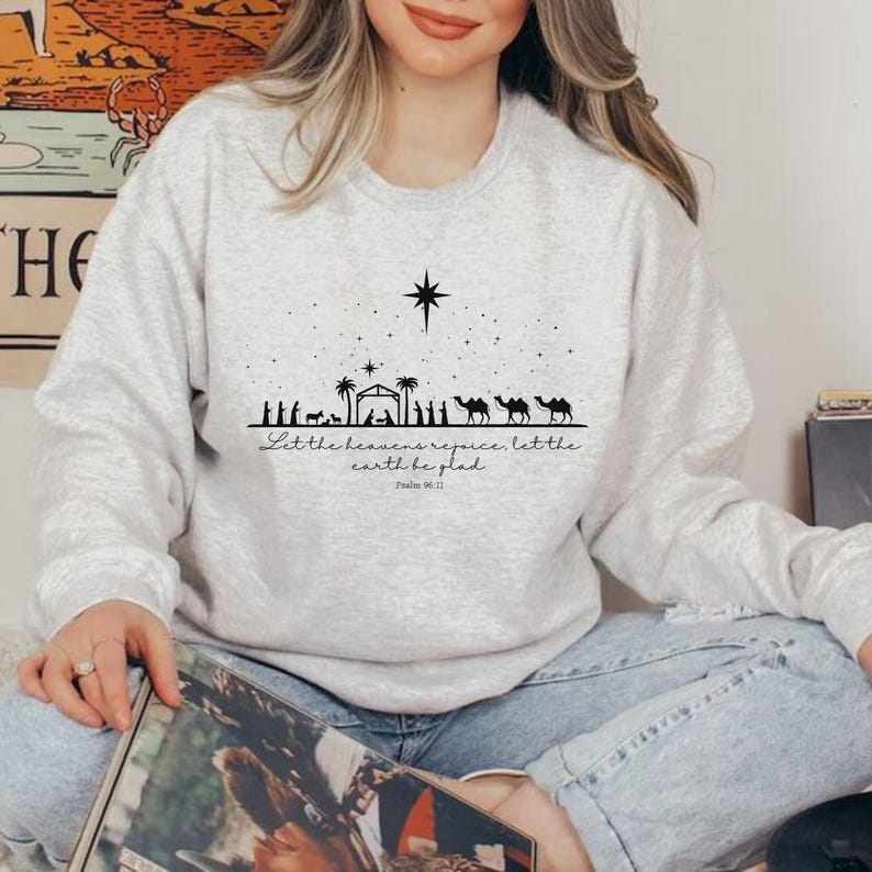 Nativity Scene Sweater, Christian Christmas Sweatshirt, Religious ...