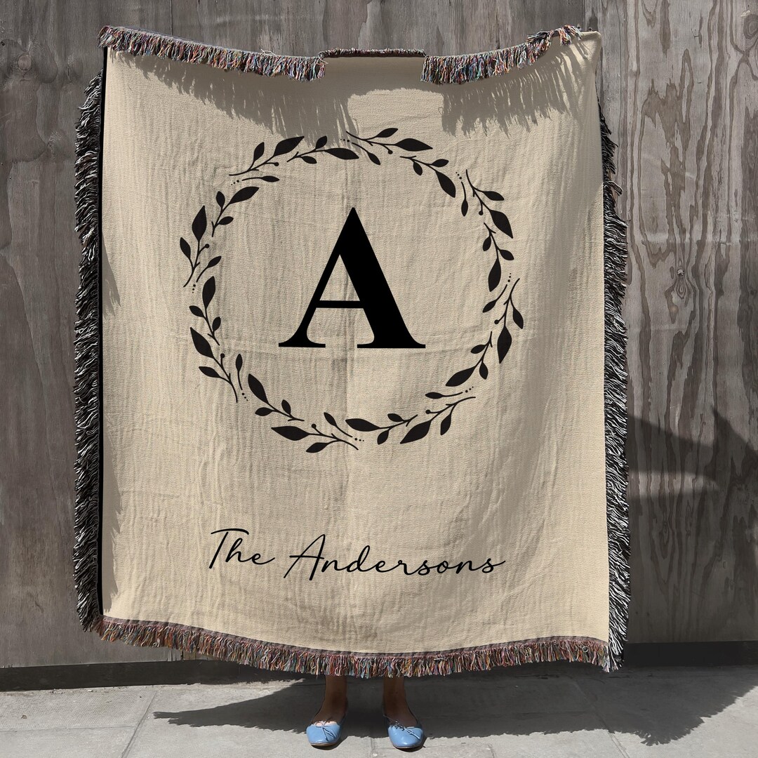Last Name Initials Woven Tapestry,personalized Family Name Quilt ...