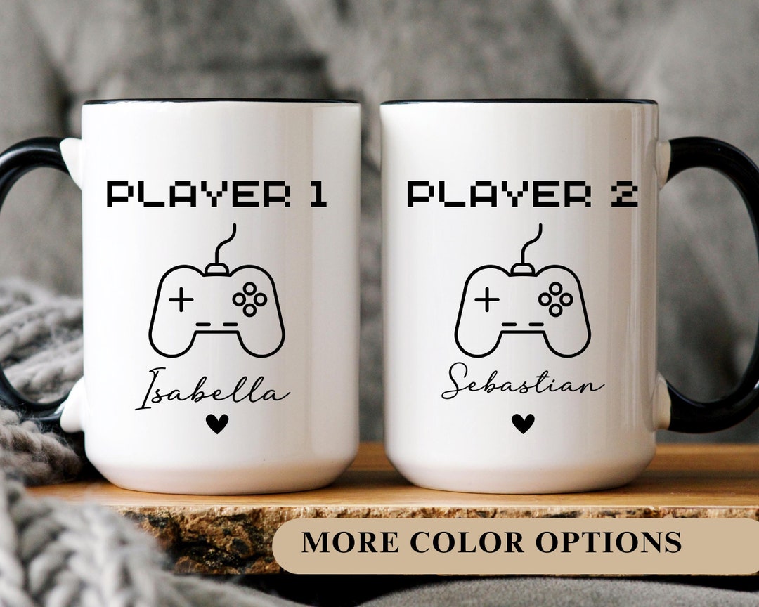 Gamer Couple Mugs, Player 1 Player 2 Mugs, Matching Gaming Mugs, Retro ...