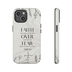Minimalistic Christian Bible Verse Phone Case, Faith Over Fear Case ...