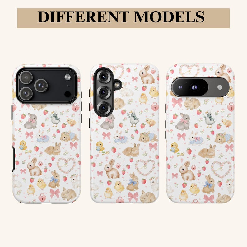Cute Bunny Phone Case, Pastel Chick Cottagecore Aesthetic iPhone ...