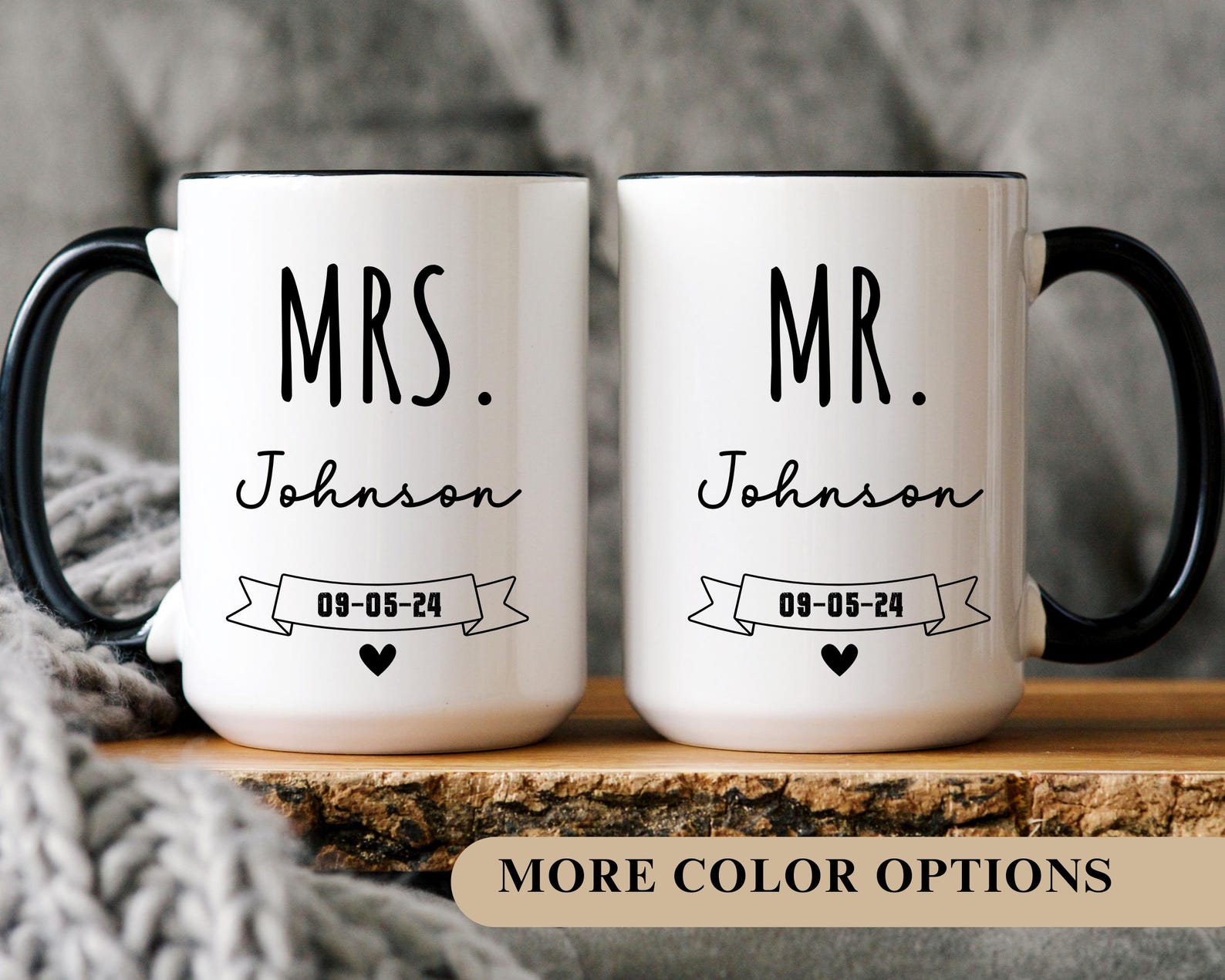 Custom Couple Mugs, Mr and Mrs Coffee Set, Wedding Gift Mugs ...