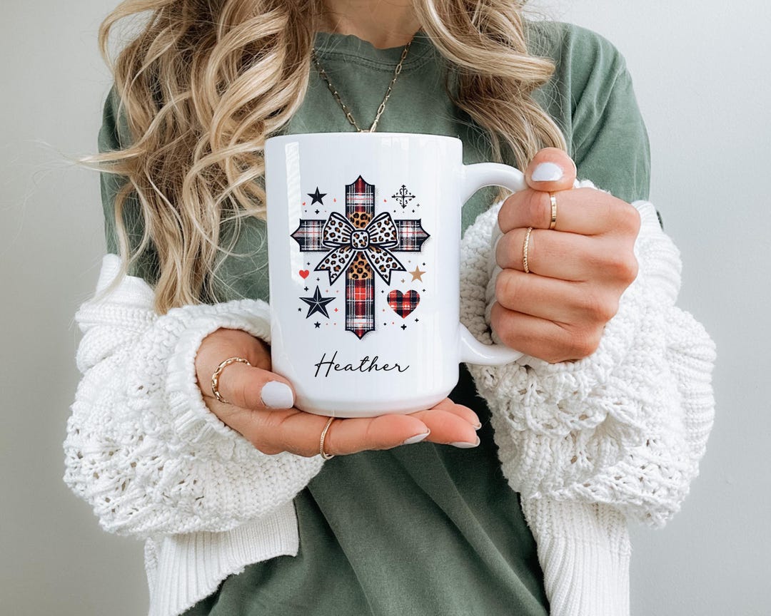 Faith Cross Mug, Customizable Christian Mug, Faith Thank You Coffee Cup ...