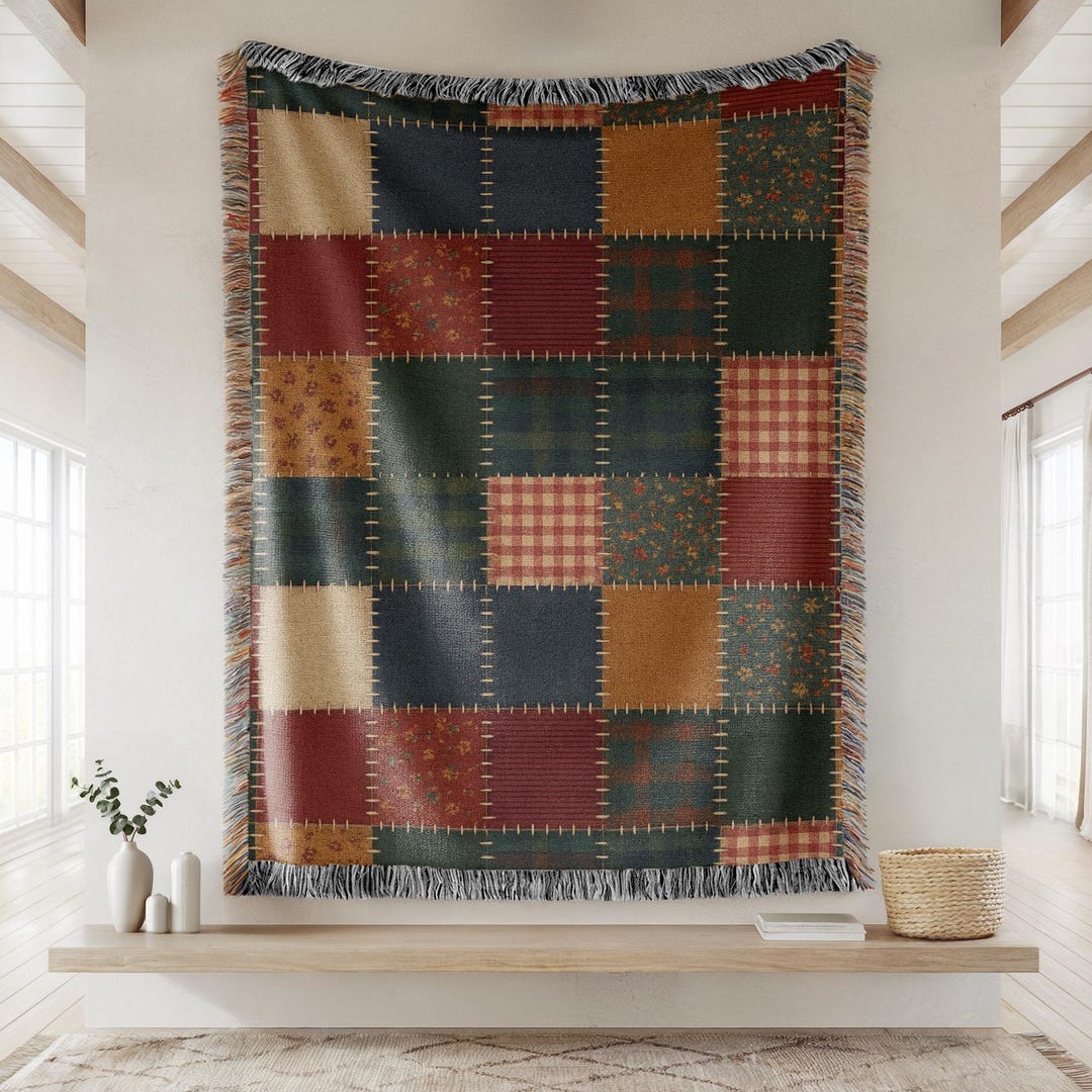 Patchwork Blanket, Cozy Quilt Style Throw, Vintage Boho Blanket, Granny ...