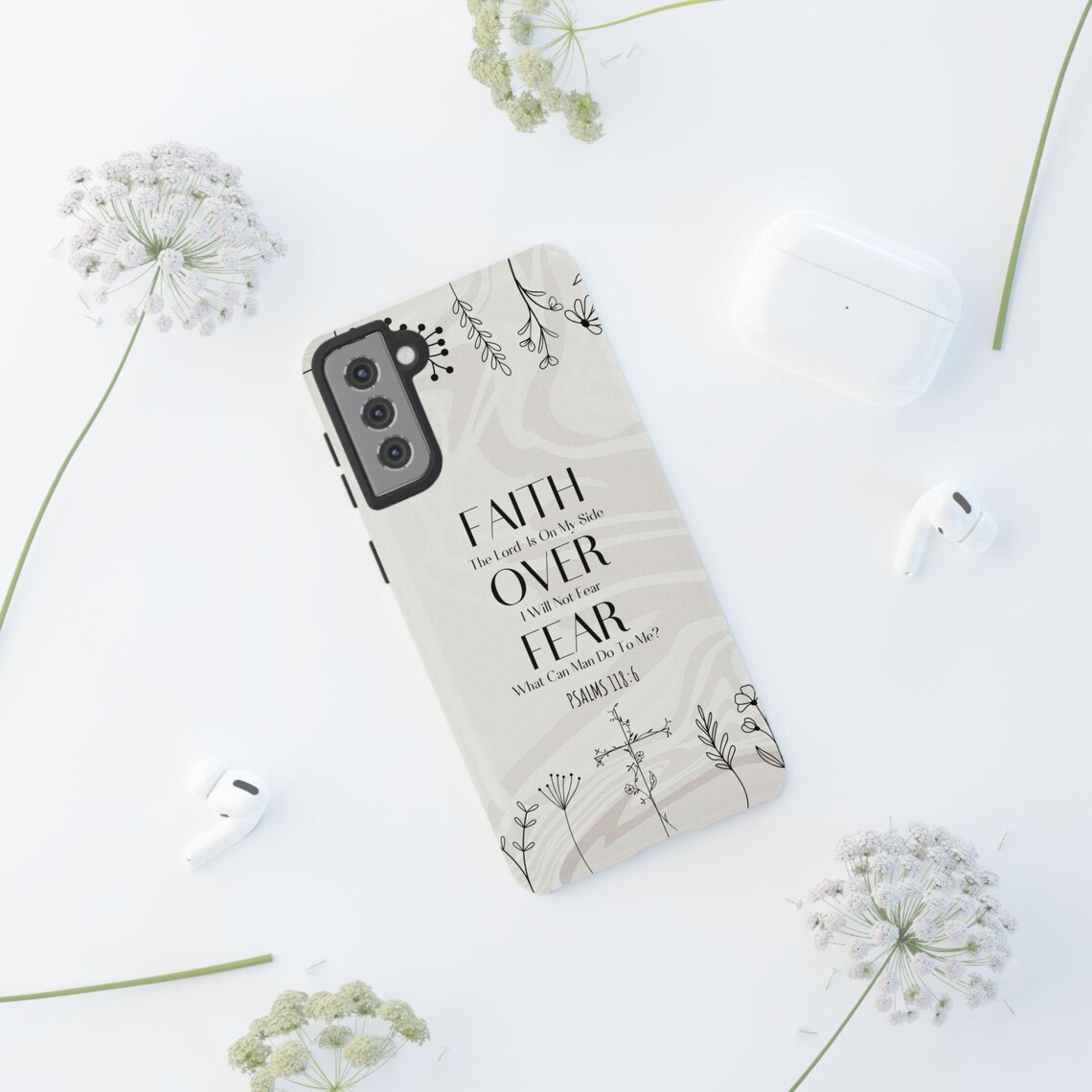 Minimalistic Christian Bible Verse Phone Case, Faith Over Fear Case ...