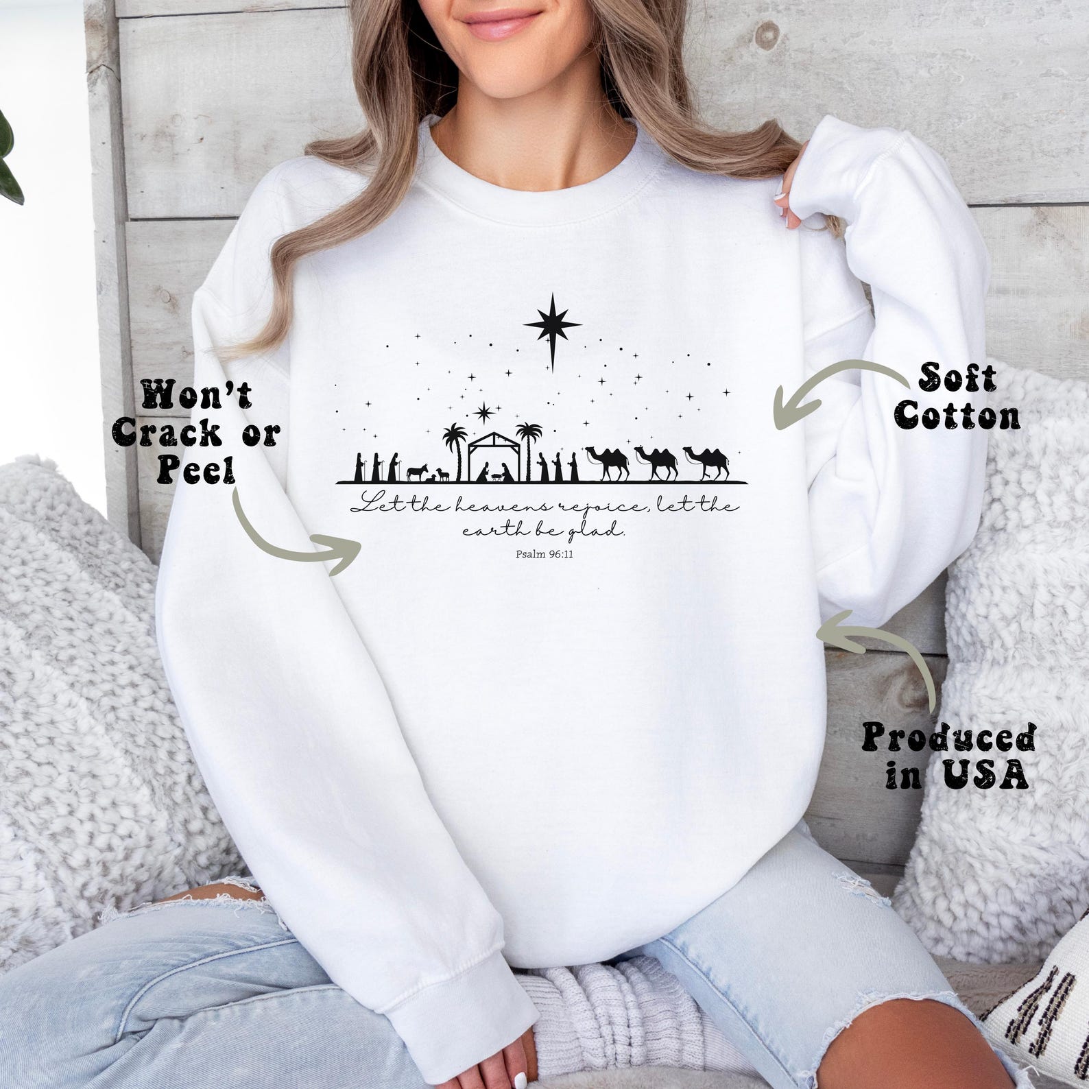 Nativity Scene Sweater, Christian Christmas Sweatshirt, Religious ...