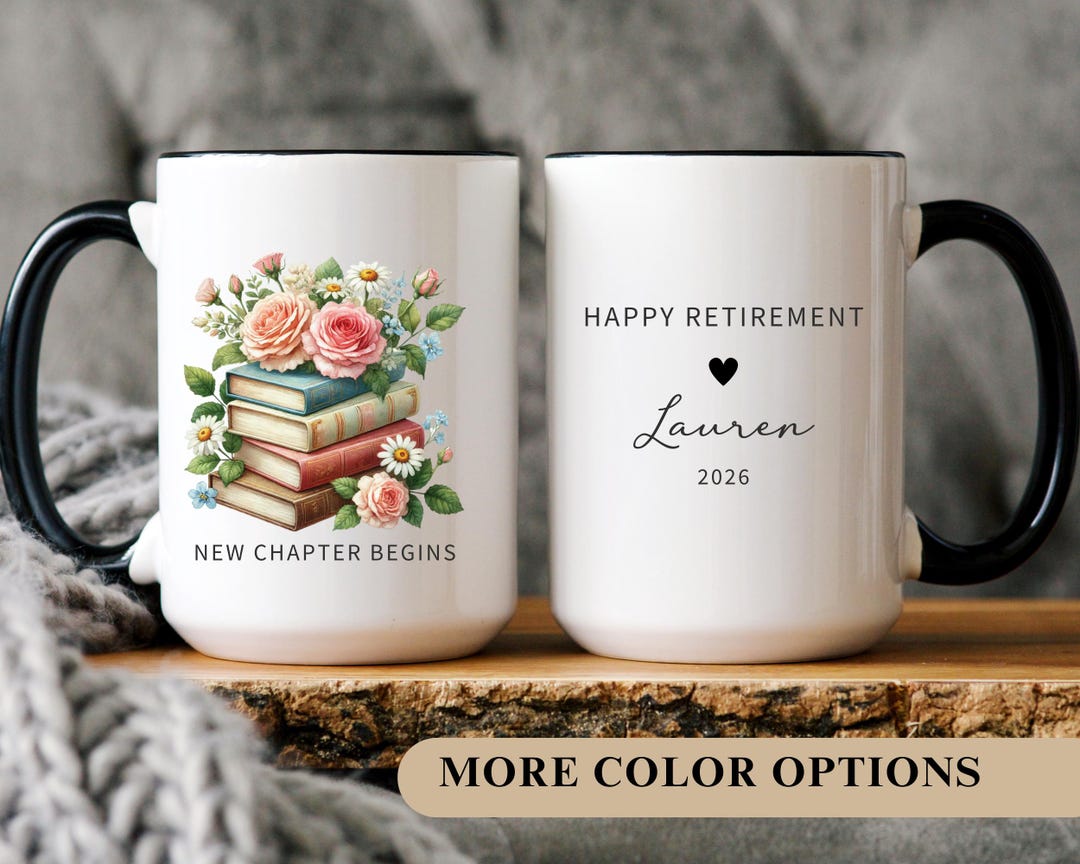 Retirement Gift Mug for Women, Personalized Book Lover Coffee Cup ...