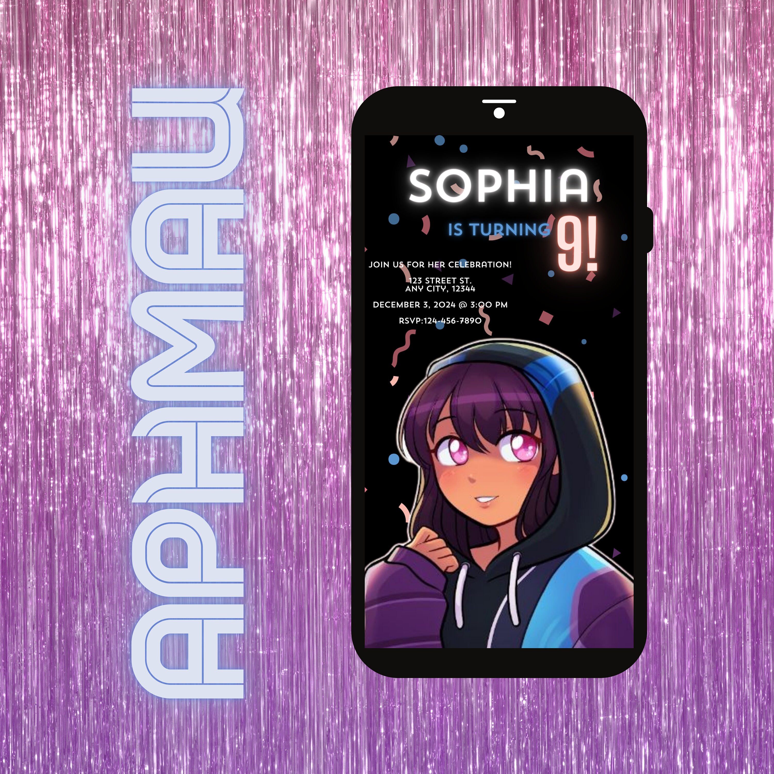 Aphmau Birthday Digital Invitation- BONUS Printable 5x7 Template - Etsy