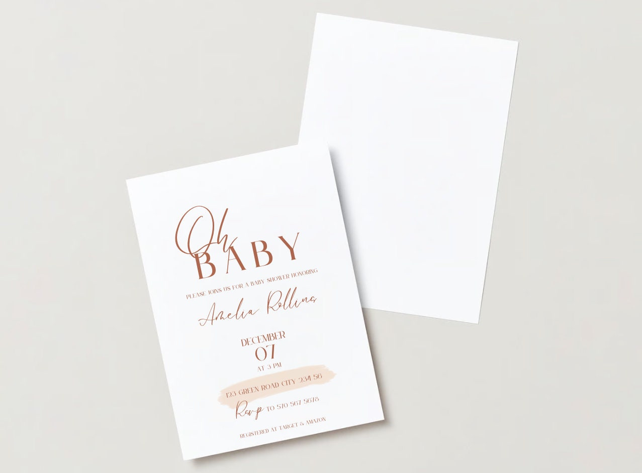 Neutral Baby Shower Invitation Template: Minimalist 5x7 (digital ...
