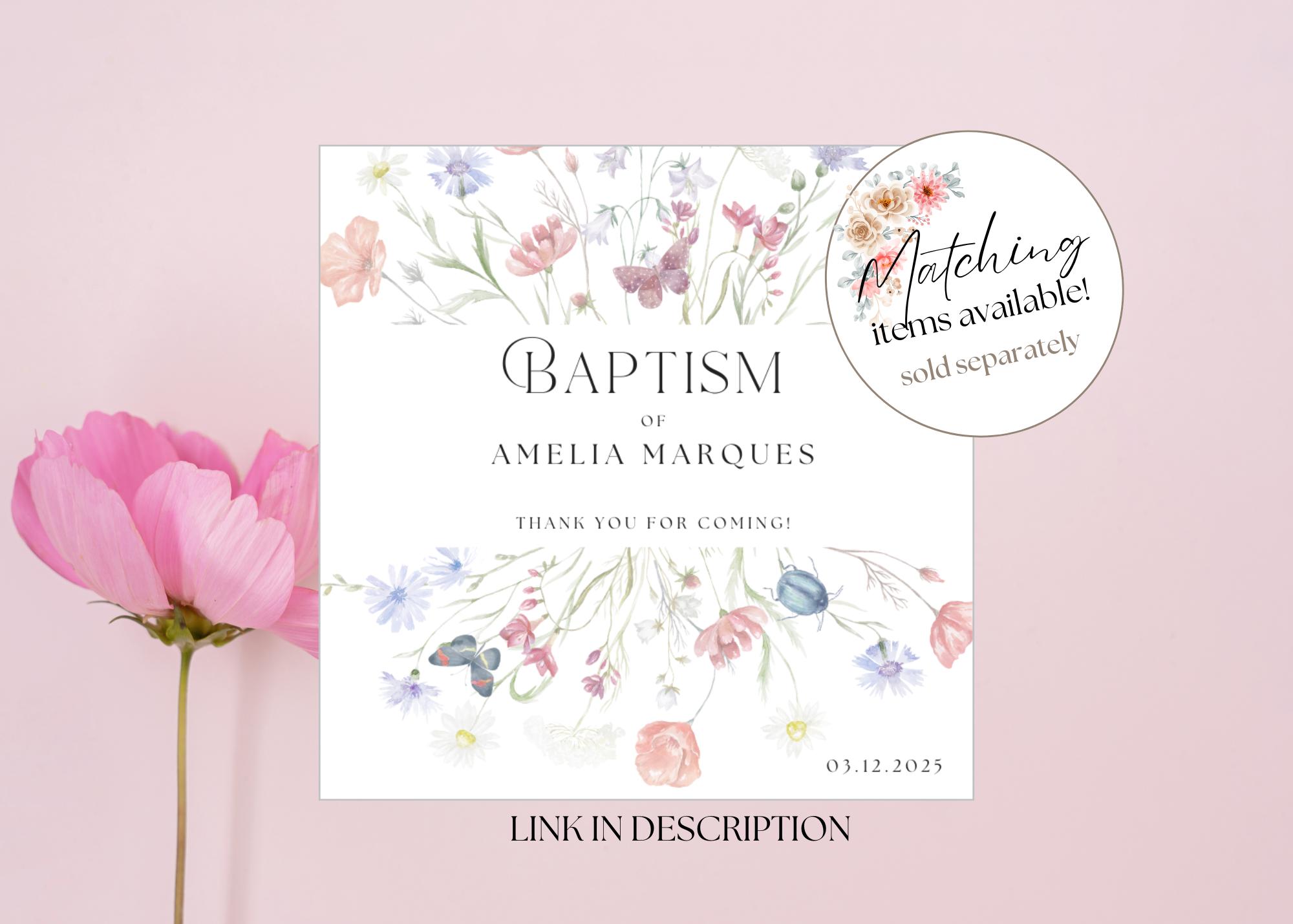 Baptism Thank You Tag Template | Printable Baptism Tag | Wildflowers ...