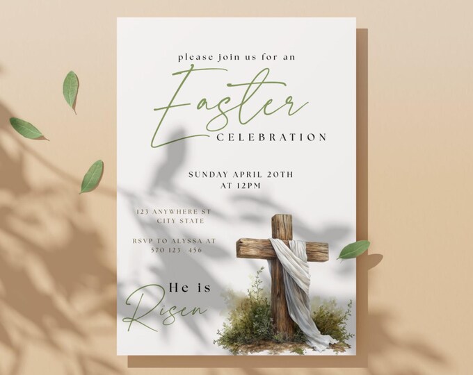 Editable Easter Invitation Template | Religious Party Brunch Invite ...