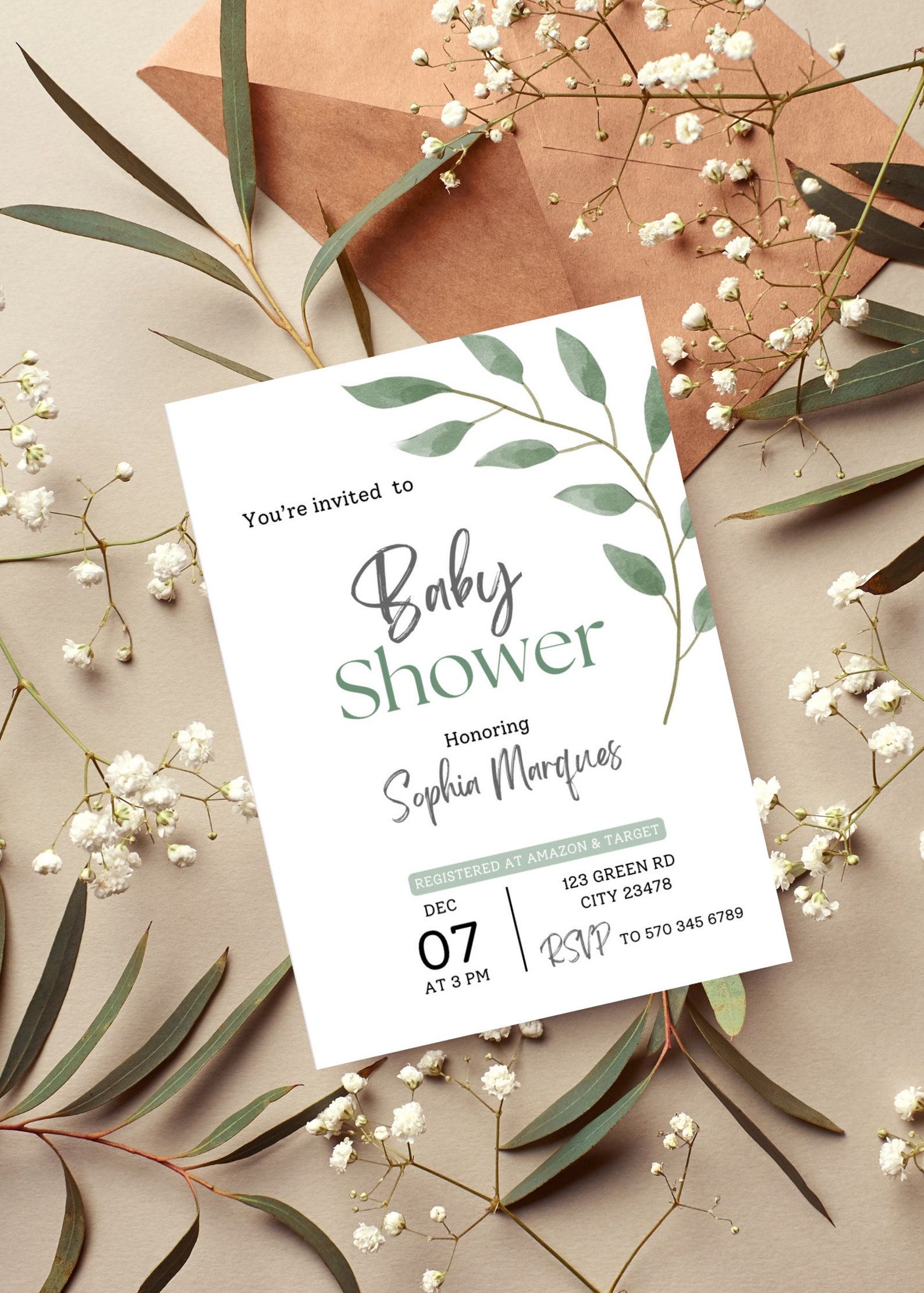 EDITABLE Baby Shower Invitation Template, Neutral Invite, Instant ...