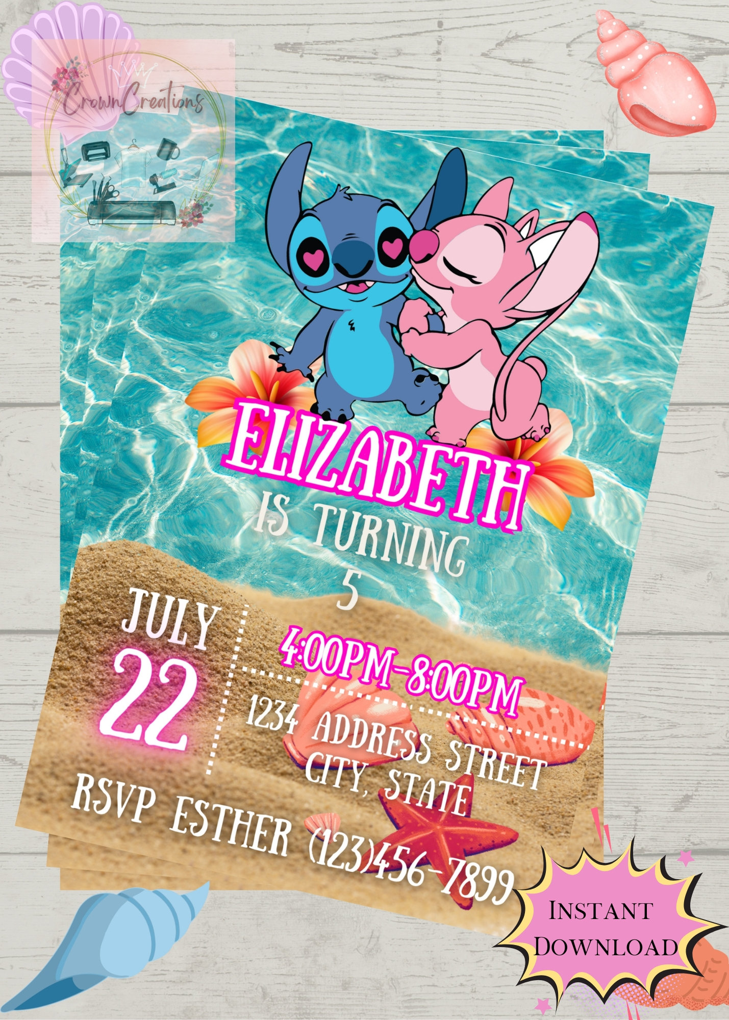 Stitch Invitation, Editable Canva Invite Template, Stitch Digital ...