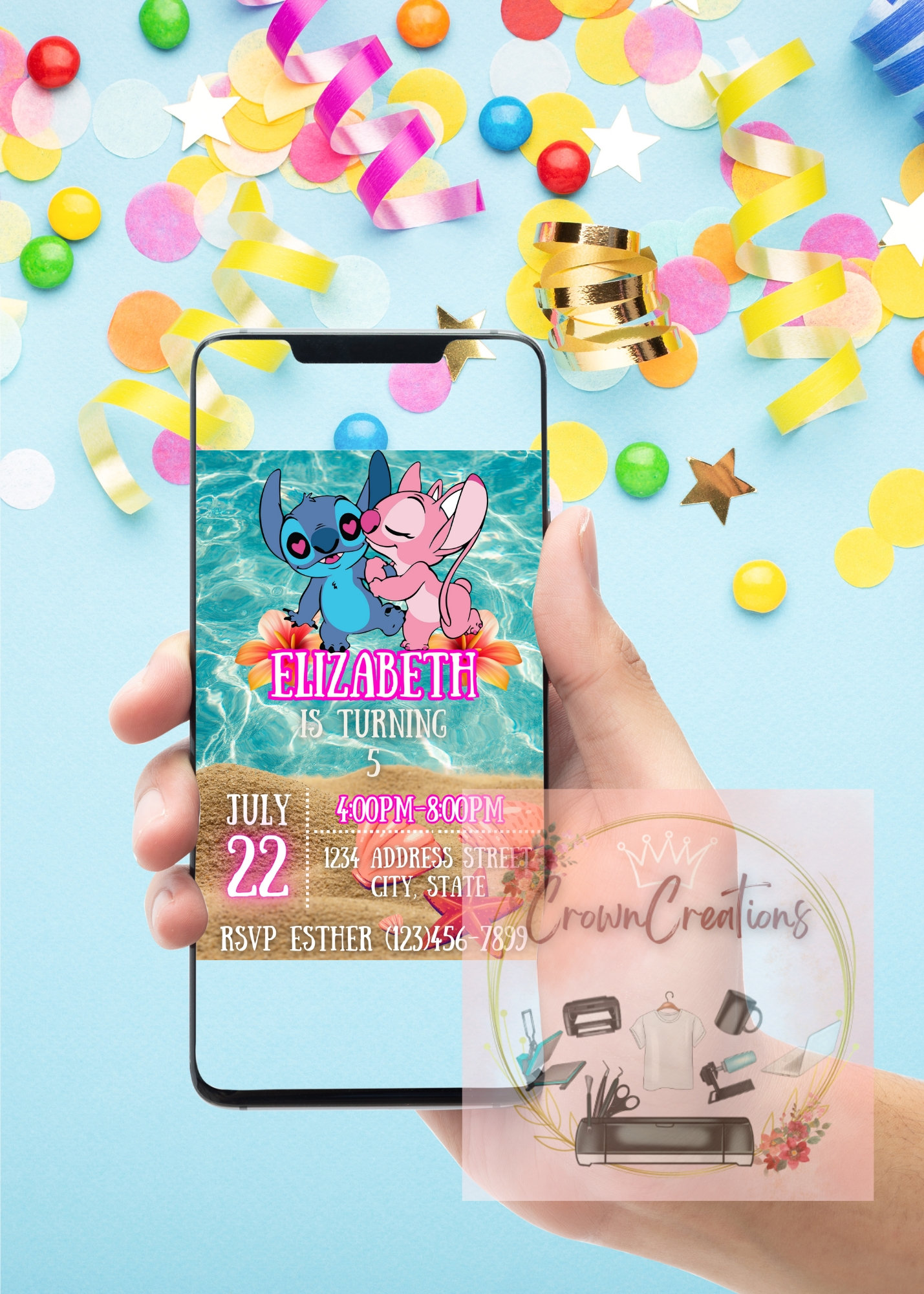 Stitch Invitation, Editable Canva Invite Template, Stitch Digital ...