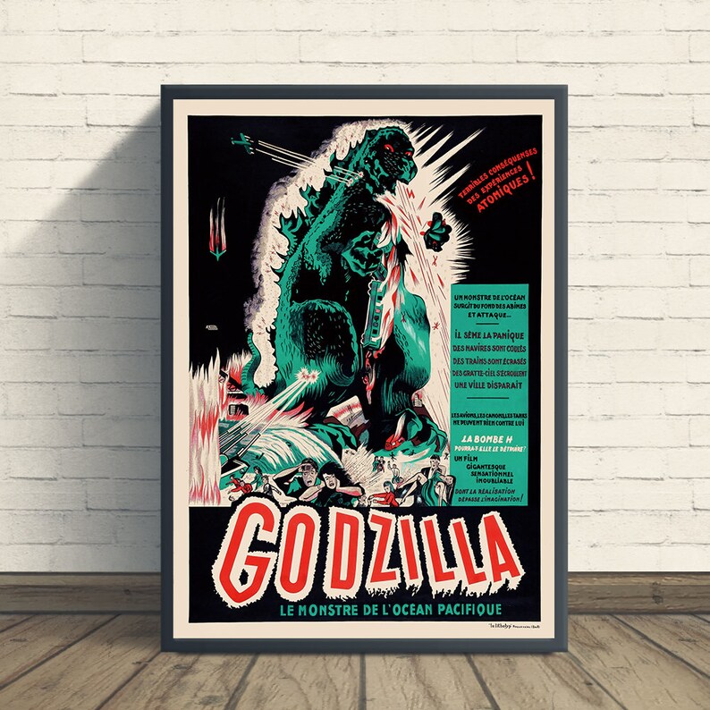 Godzilla Vintage Movie Poster 1950s French Poster High Quality Print ...