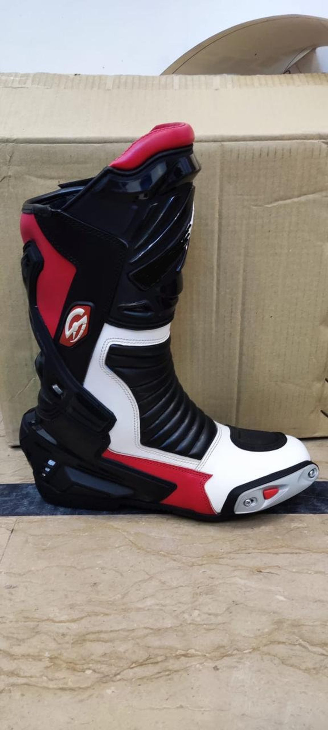 Ducati Corse Red Black Motorcycle Motogp Motorbike Racing Leather Boots ...