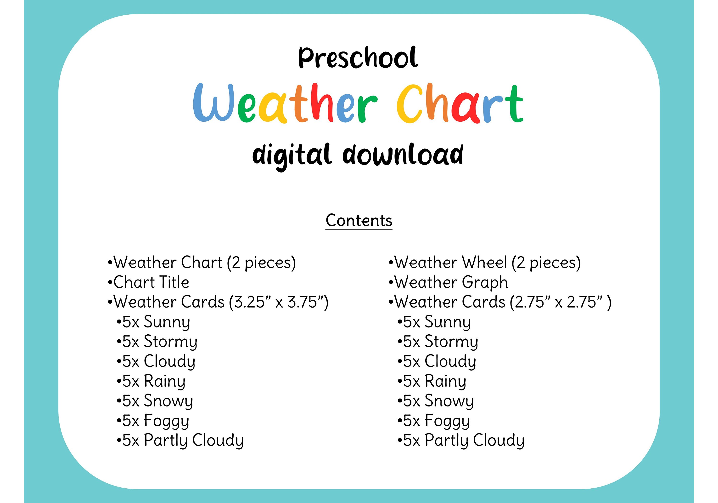 Preschool Weather Chart (alternative Rainbow) - Etsy