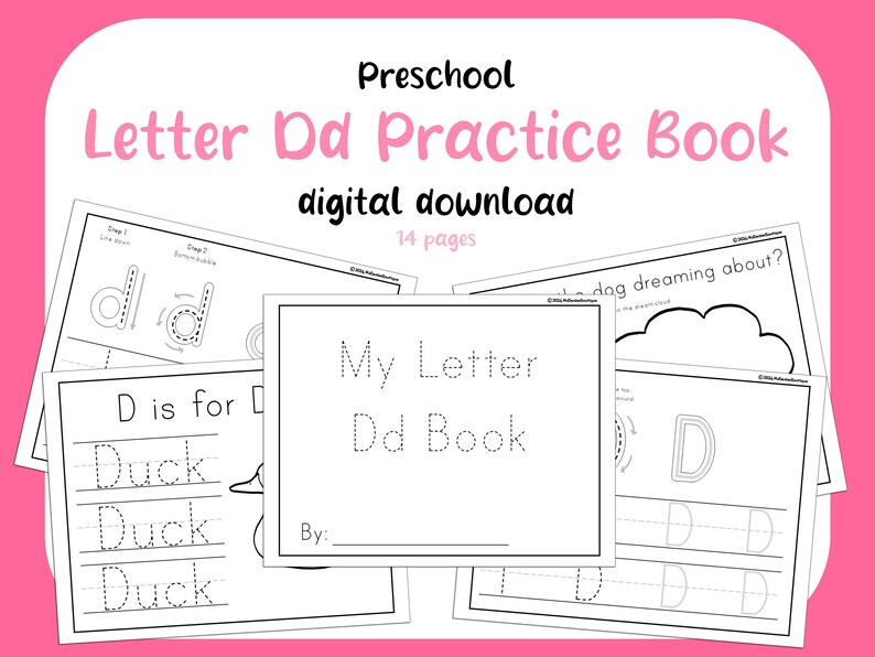 Letter Dd Practice Book - Etsy