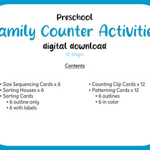 Preschool Math ~ Family Counter Activities - Etsy