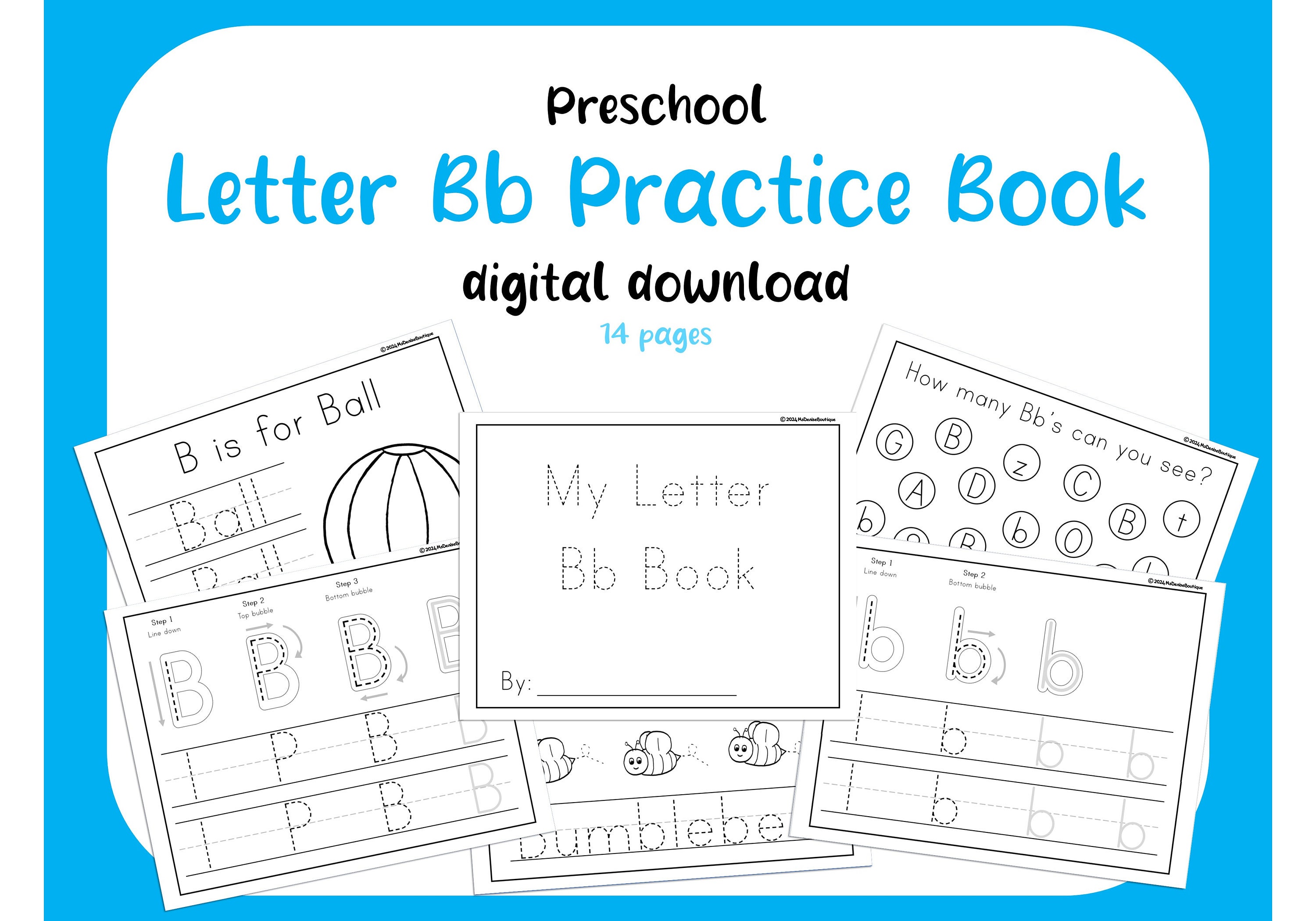 Letter Bb Practice Book - Etsy