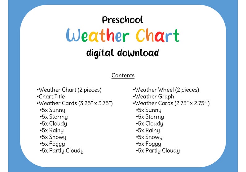 Preschool Weather Chart (original Rainbow) - Etsy