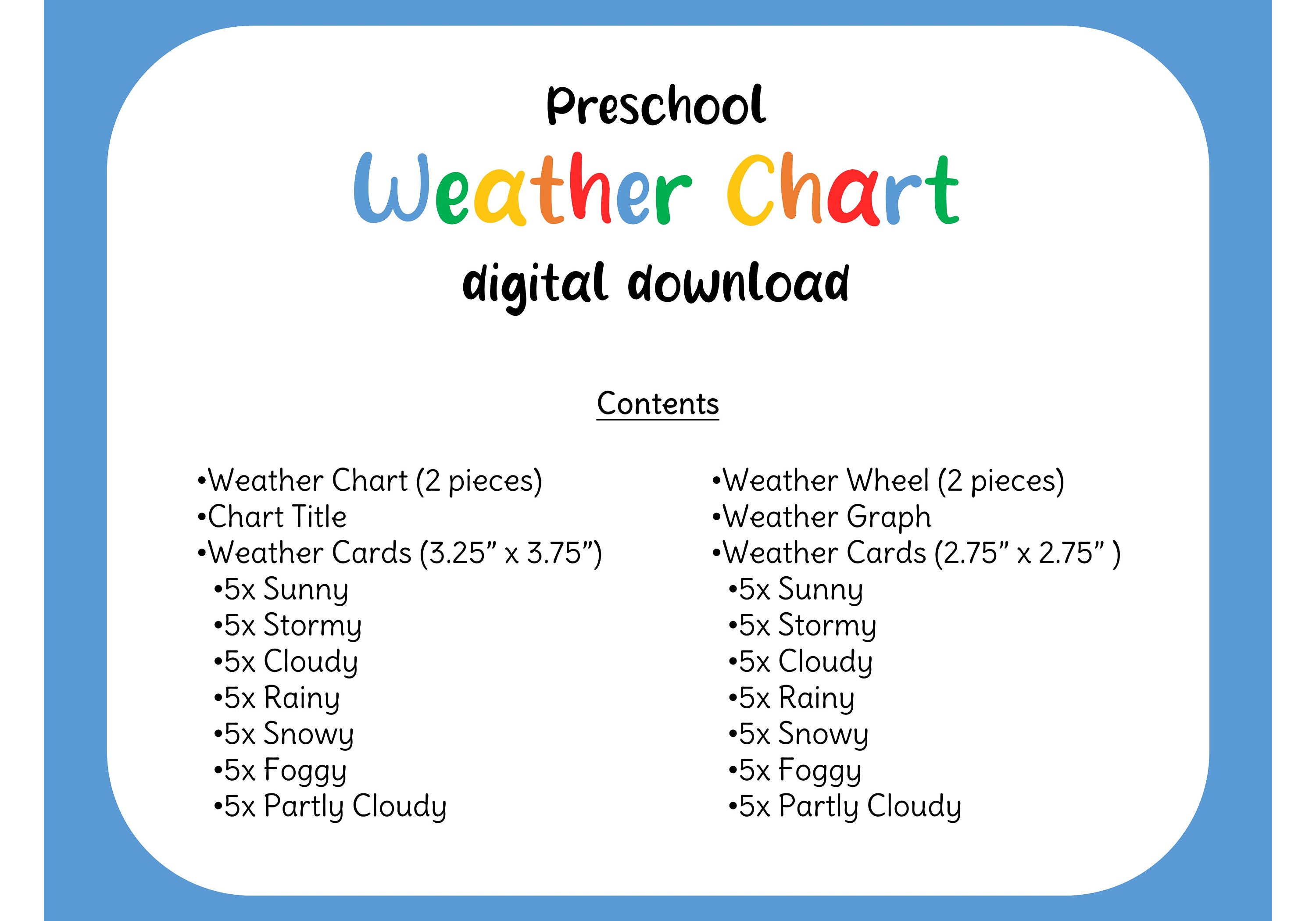 Preschool Weather Chart (original Rainbow) - Etsy