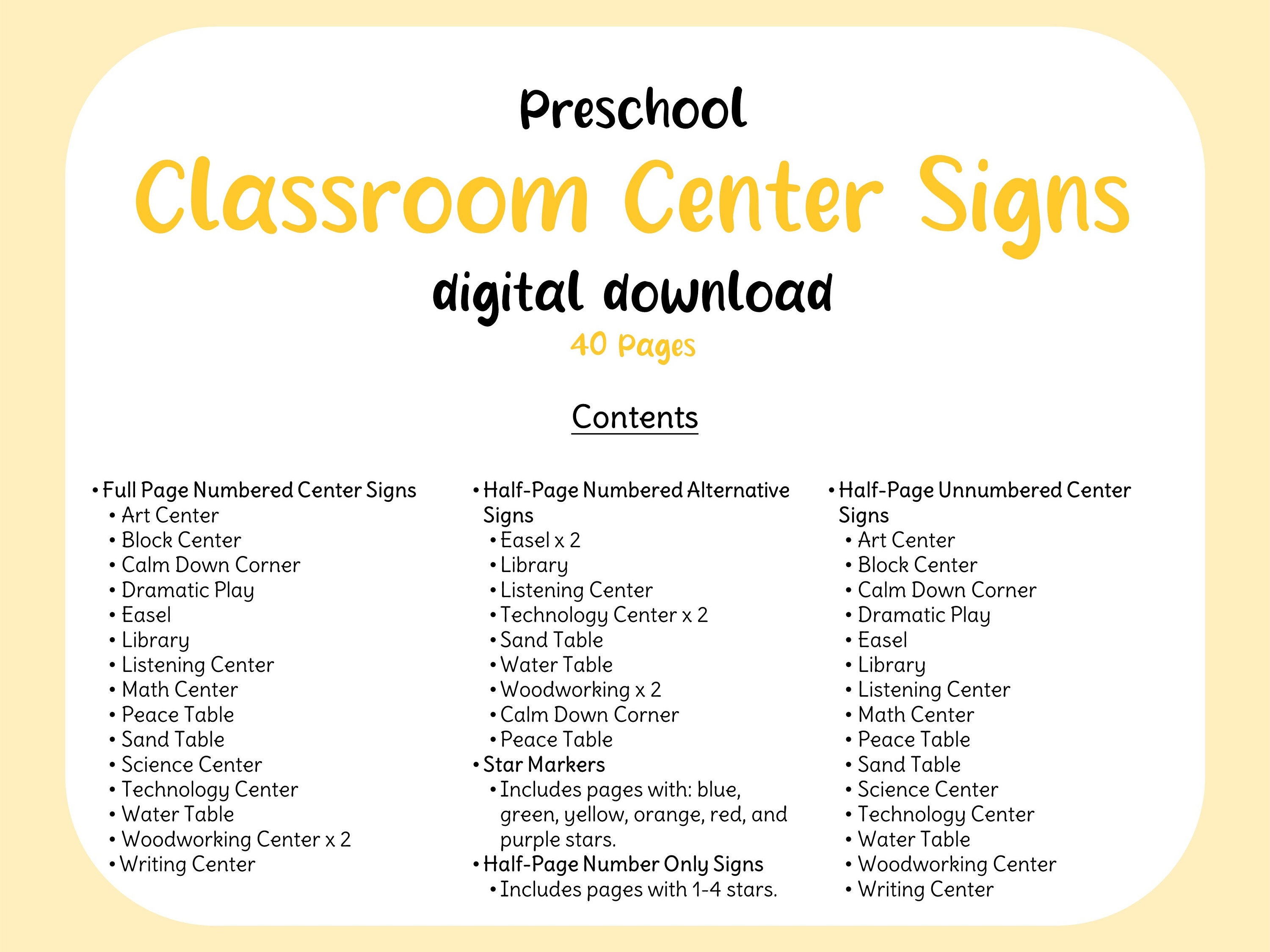 Classroom Center Signs - Etsy