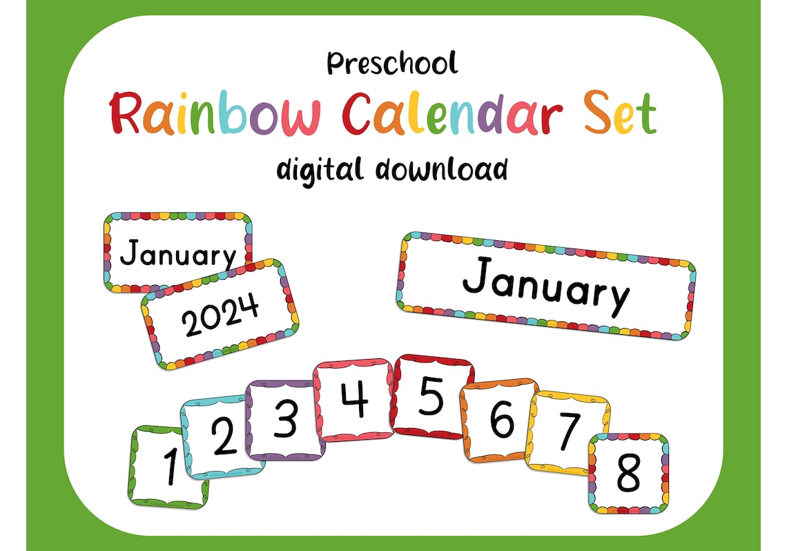 Mix N' Match Rainbow Calendar Set - Etsy