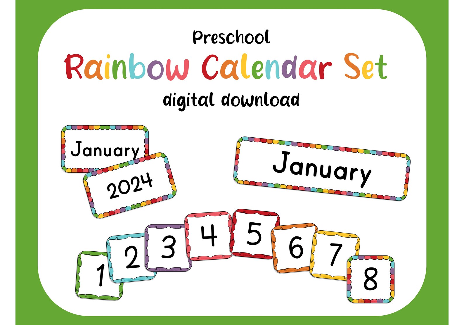 Mix N' Match Rainbow Calendar Set - Etsy