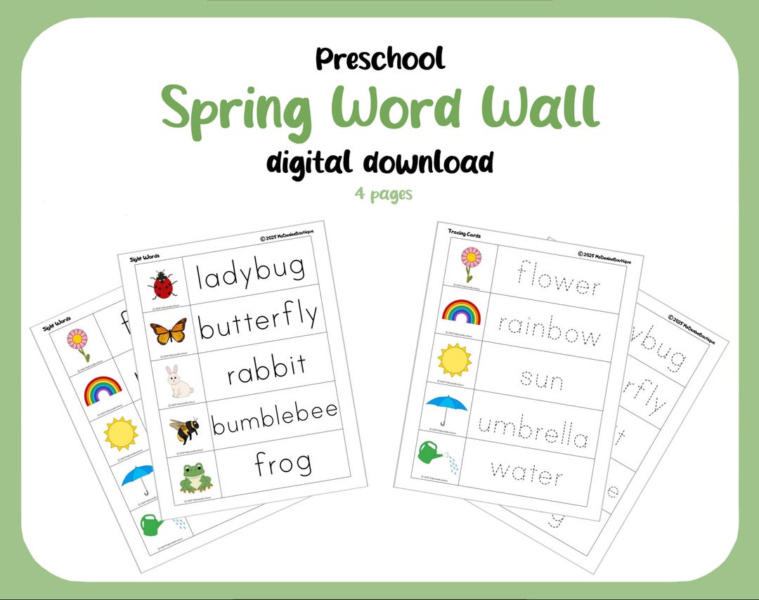 Spring Word Wall | Tracing Cards | Preschool | Literacy | - Etsy