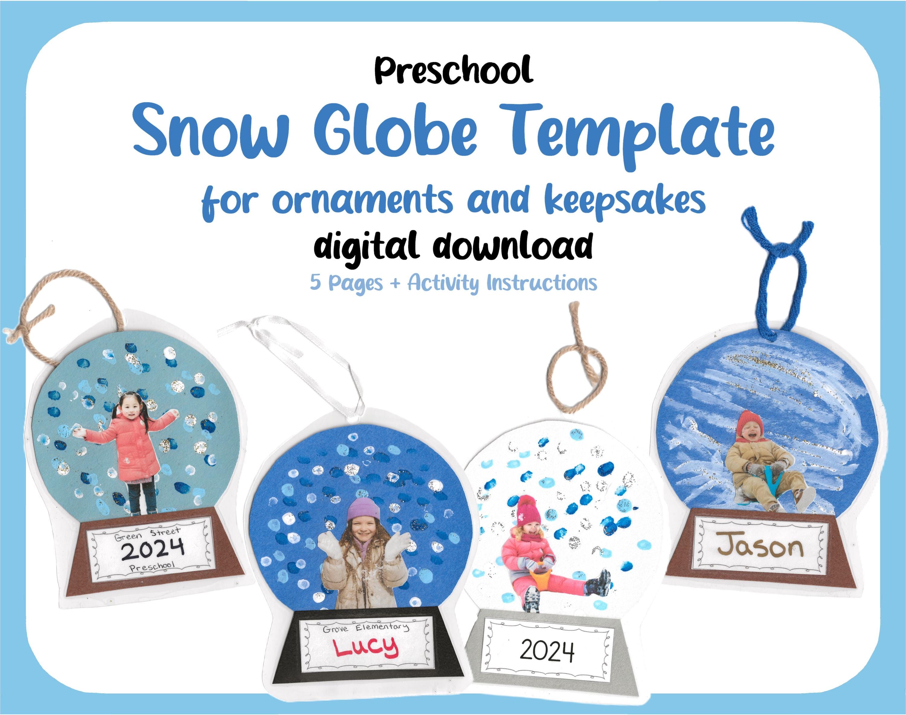 Preschool Snow Globe Ornament | School Keepsake | Printable Template - Etsy