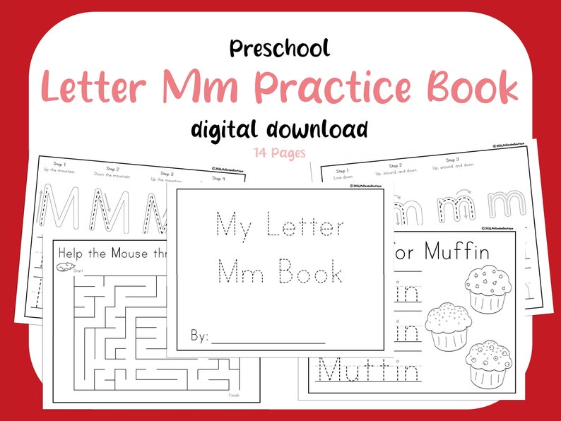 Letter Mm Practice Book - Etsy