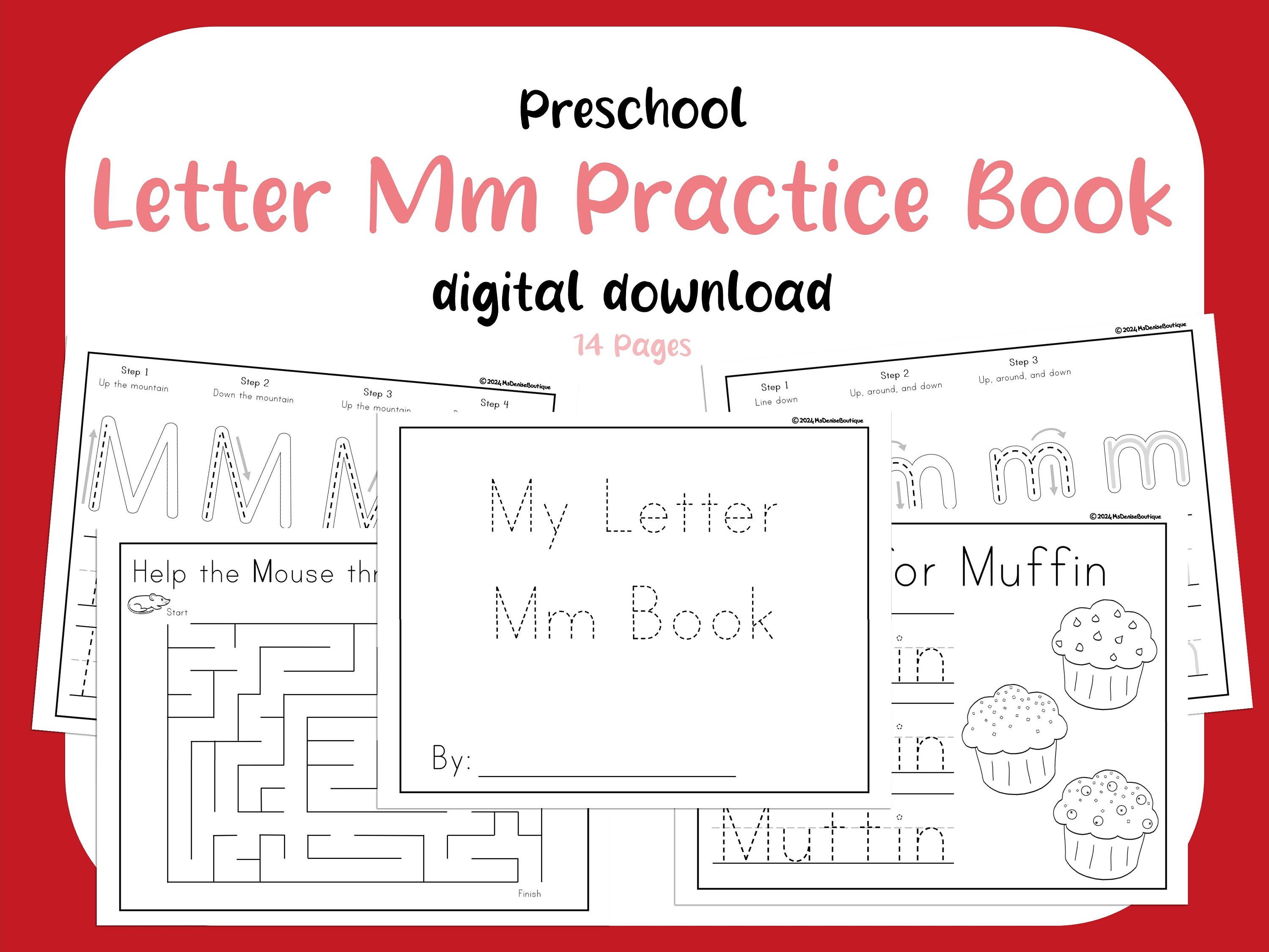Letter Mm Practice Book - Etsy