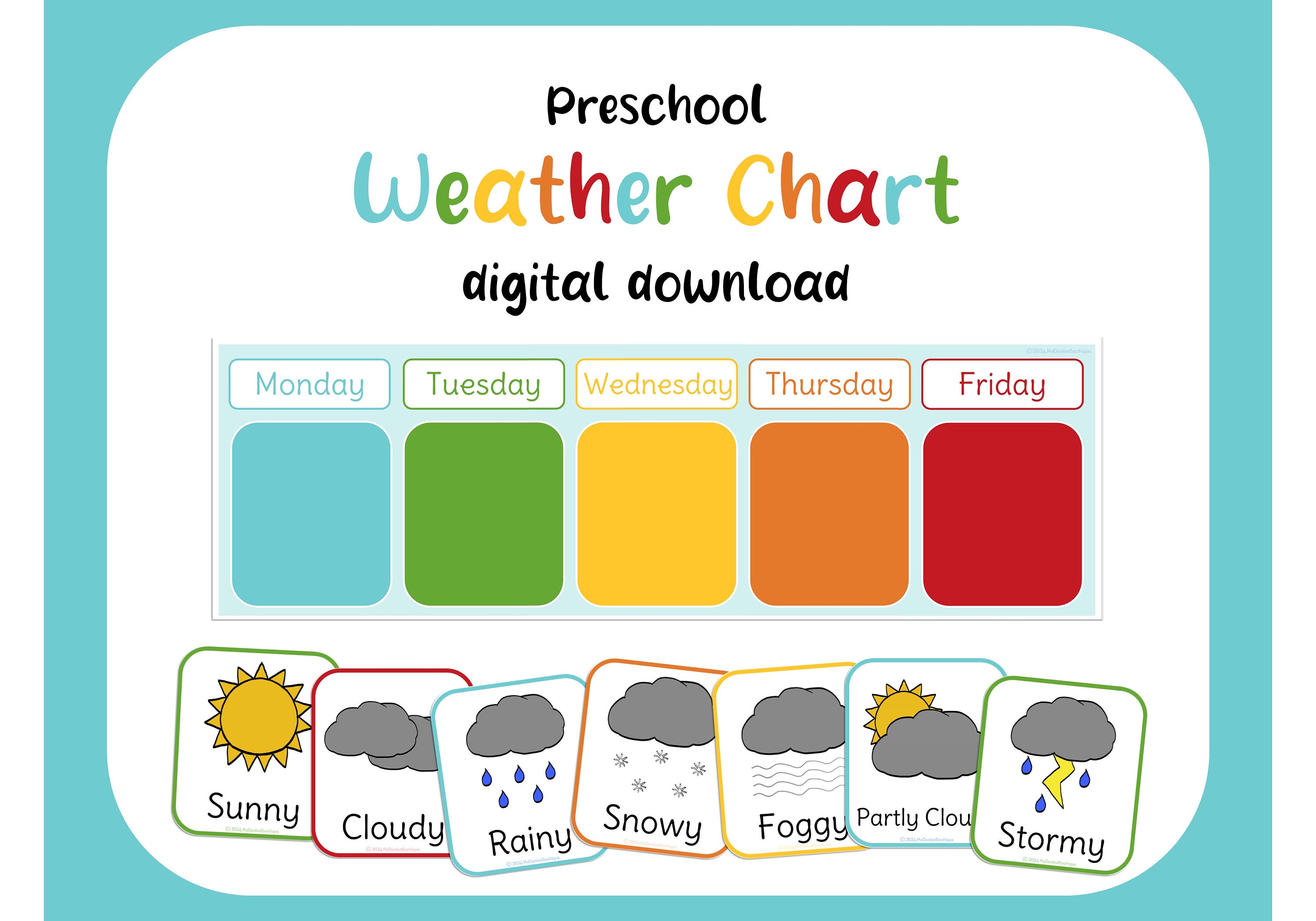 Preschool Weather Chart (alternative Rainbow) - Etsy