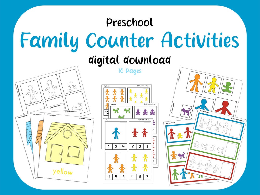 Preschool Math Family Counter Activities - Etsy