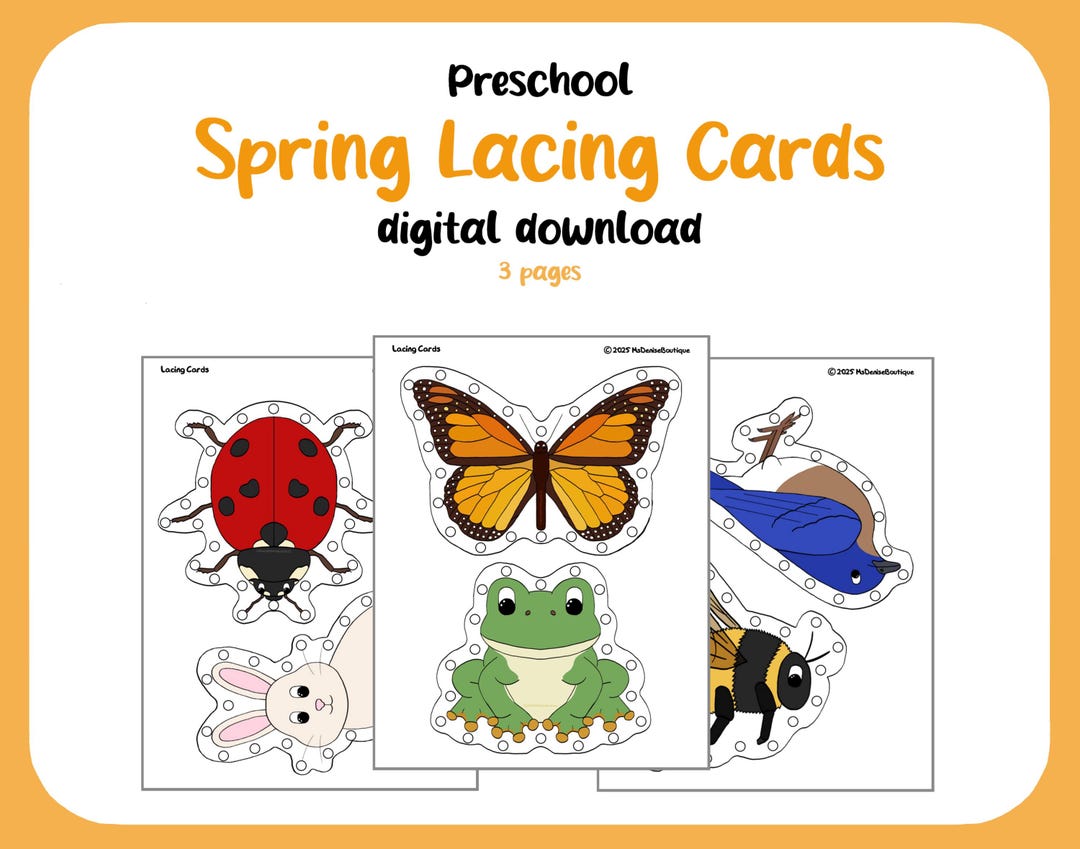 Lacing Card Set | Spring | Preschool | - Etsy