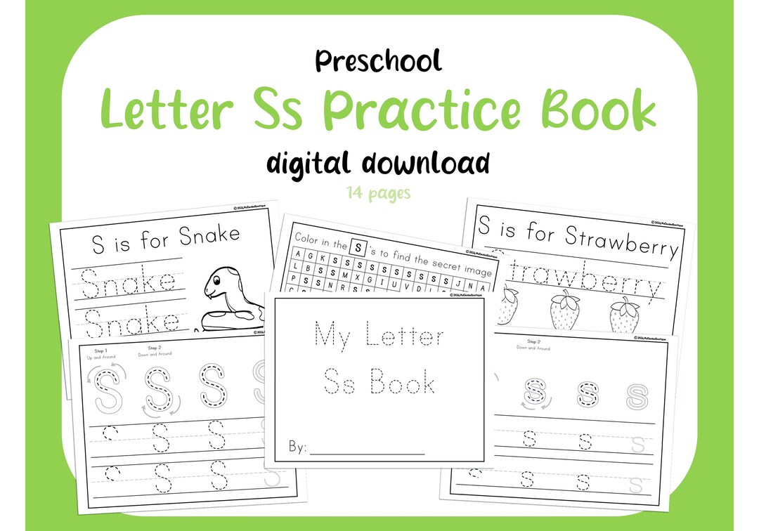 Letter Ss Practice Book - Etsy