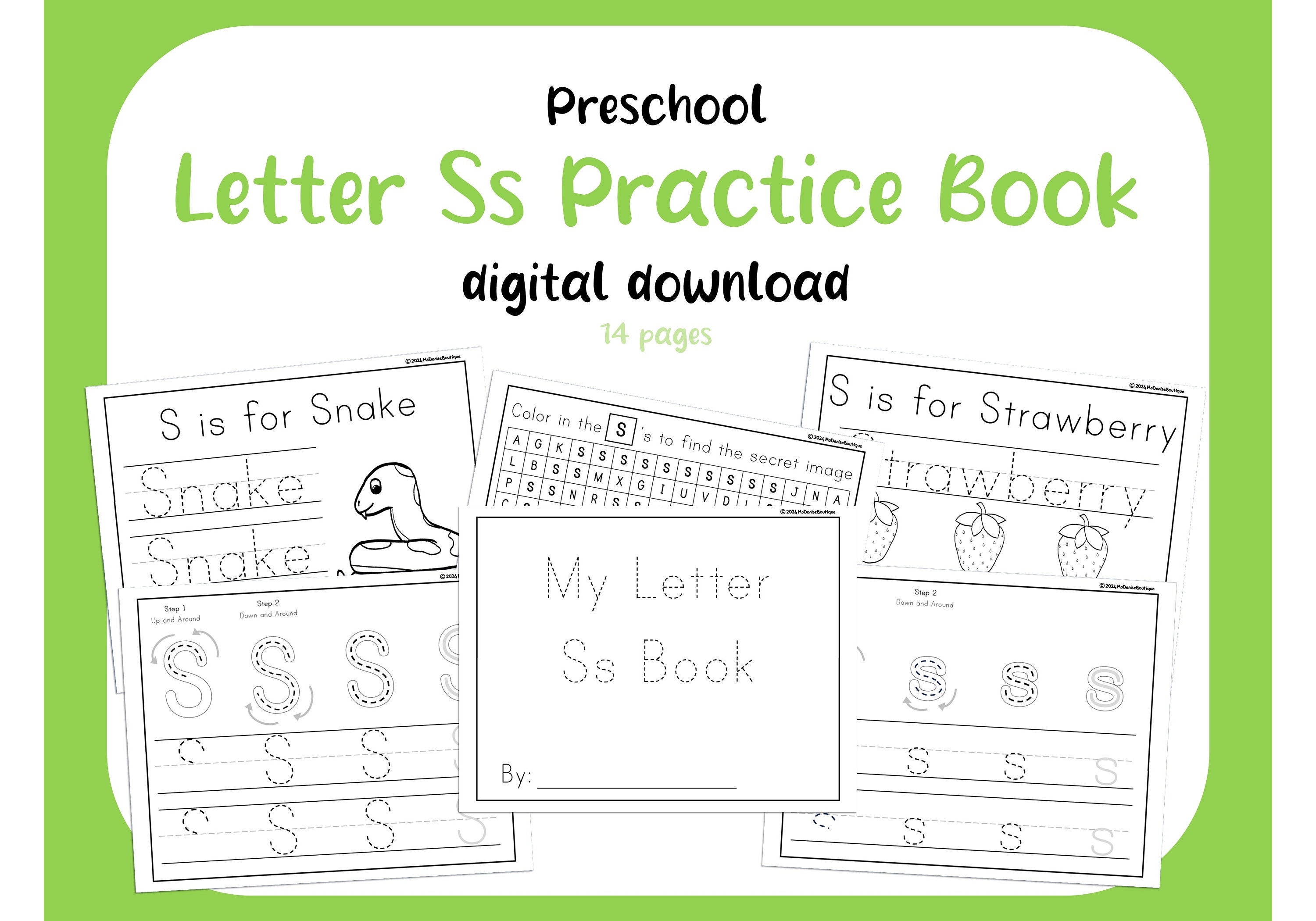 Letter Ss Practice Book - Etsy