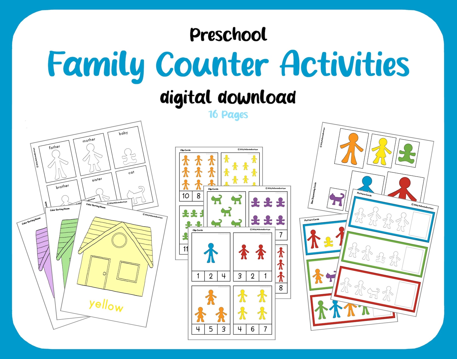 Preschool Math ~ Family Counter Activities - Etsy
