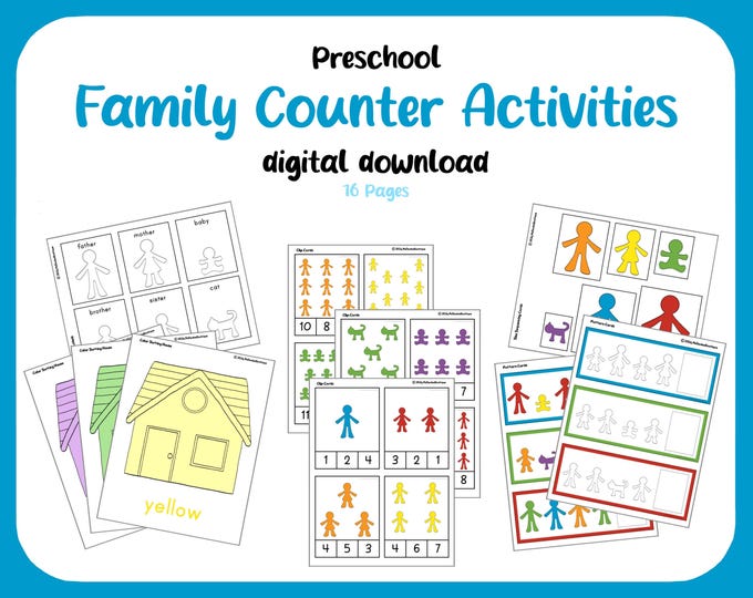 Preschool Math ~ Family Counter Activities - Etsy