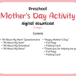 Mother's Day Activity - Etsy