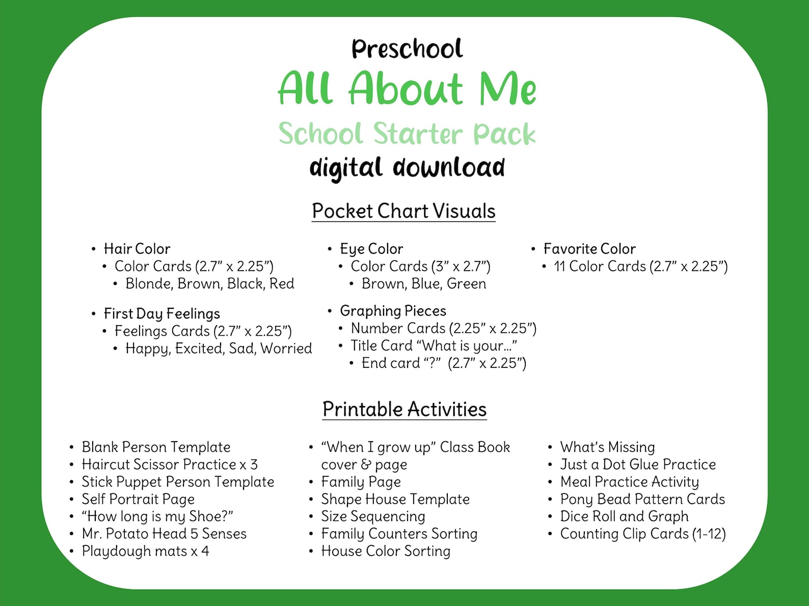 All About Me School Starter Pack - Etsy