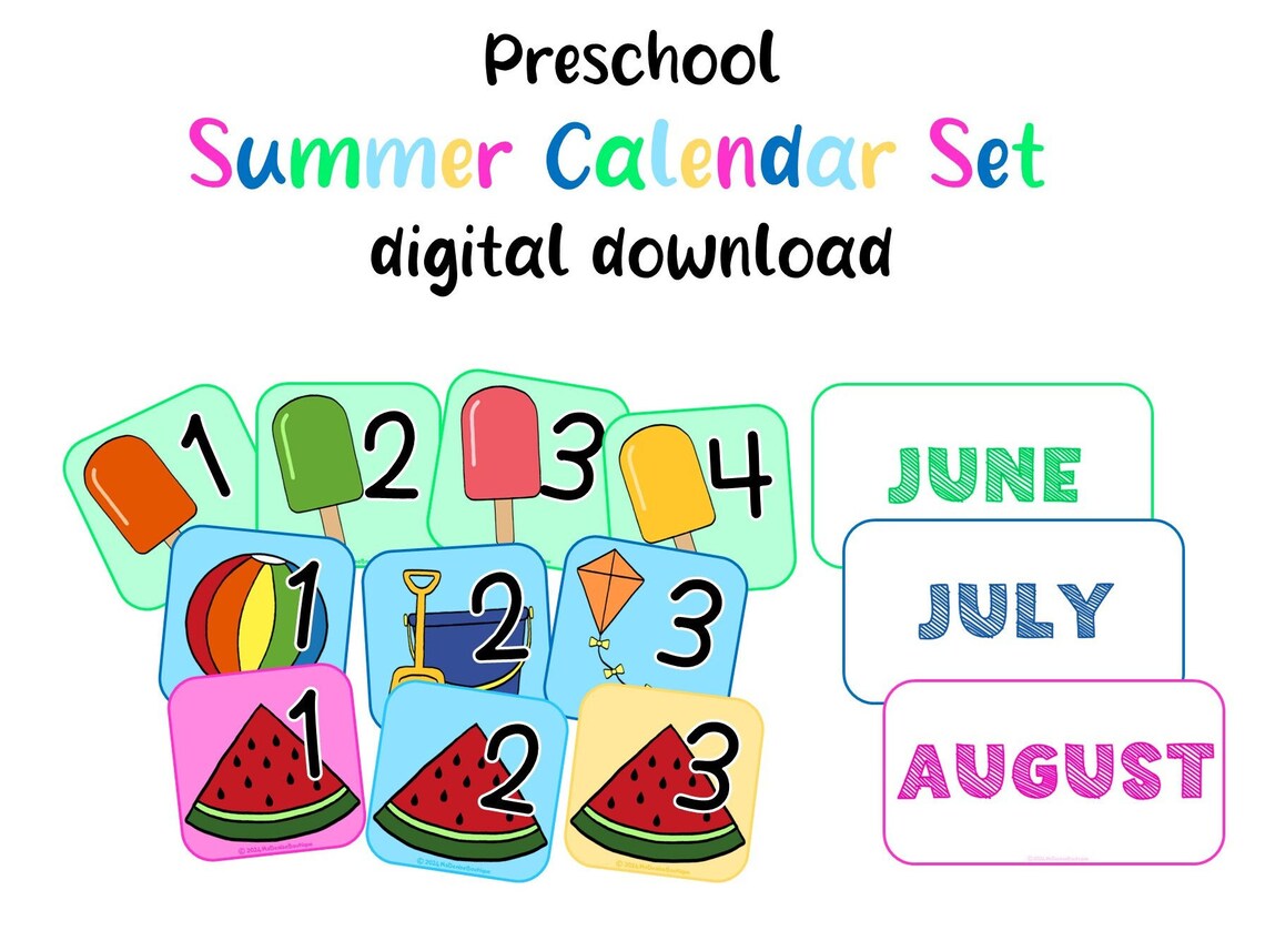 Summer Calendar Piece Set - Etsy