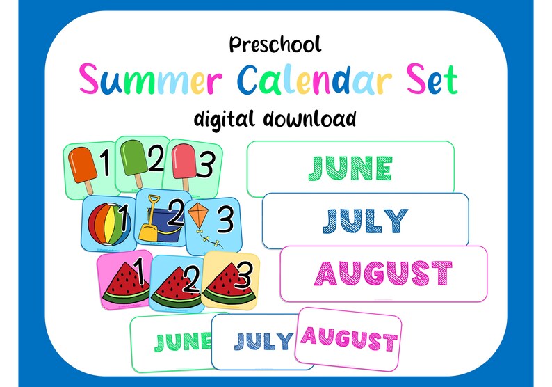 Summer Calendar Piece Set - Etsy